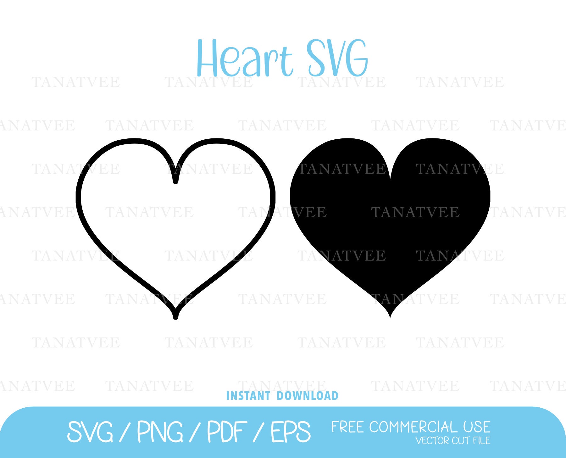 Heart Svg, Heart Png, Solid Heart Svg, Heart in Black & White, Wedding ...