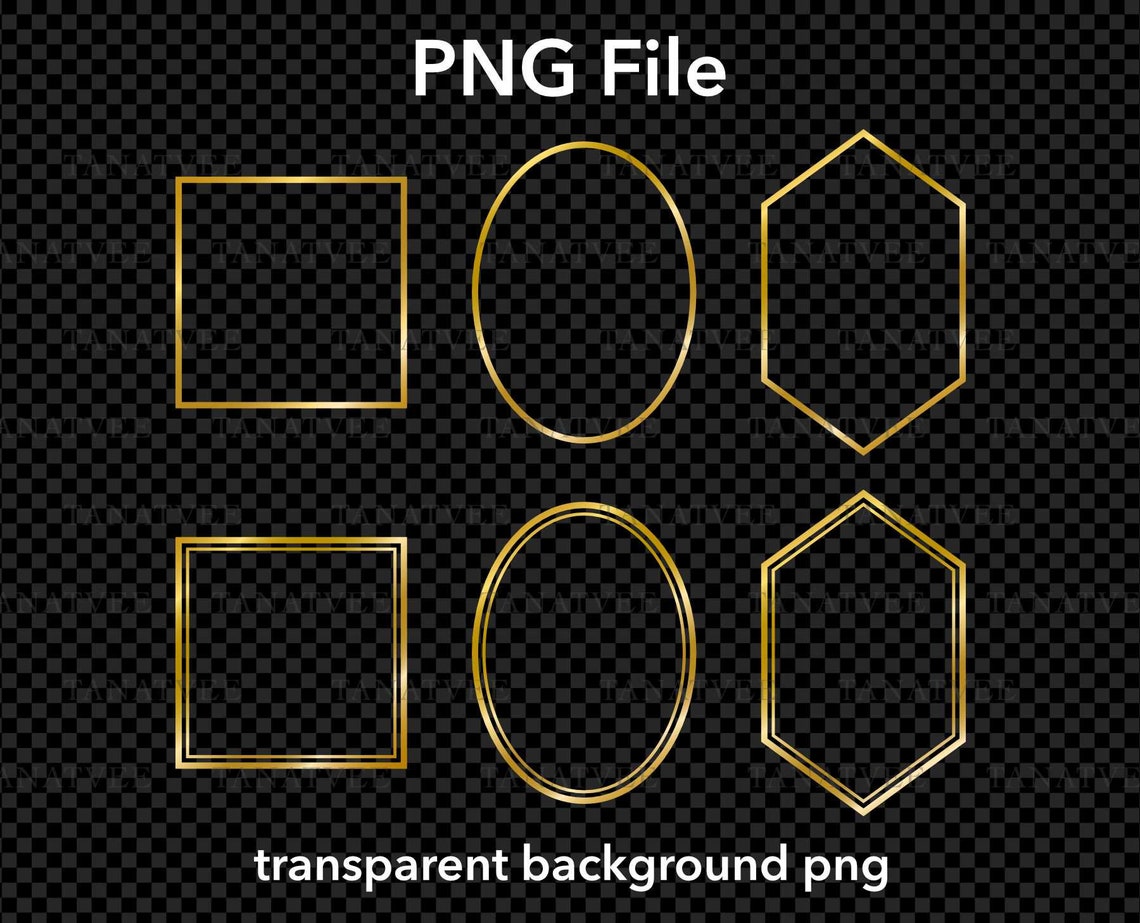 Gold Frame Clipart, Golden Frames, Basic Gold Frame, Geometric Golden ...