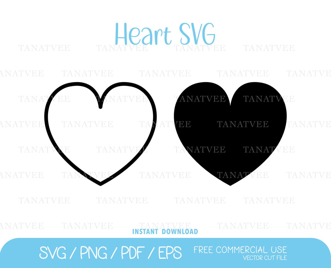 Heart Svg, Heart Png, Solid Heart Svg, Heart in Black & White, Wedding ...