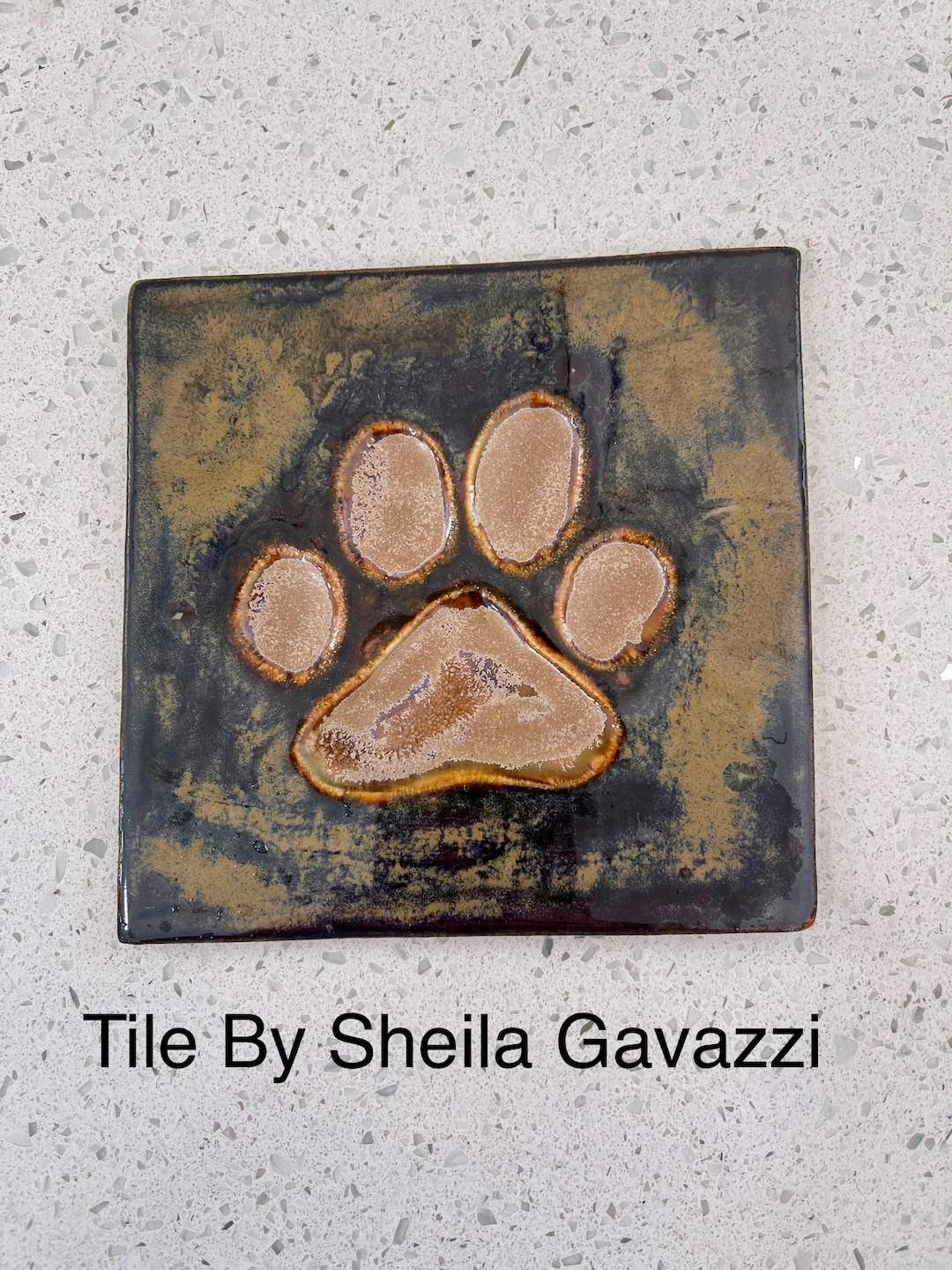 6 Inch Relief Dog Paw Tile - Etsy