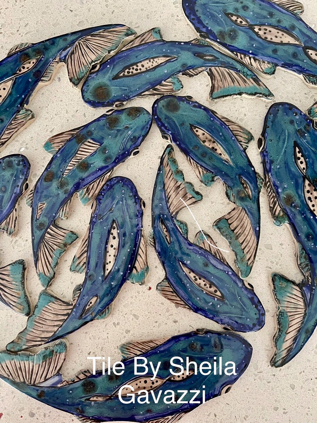 Blue Fish Tile Floor or Wall Install - Etsy
