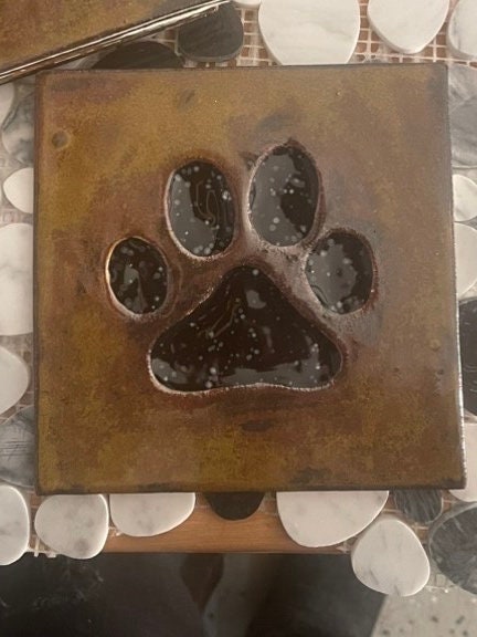 6 Inch Relief Dog Paw Tile - Etsy