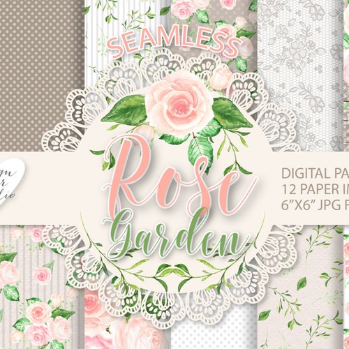 Watercolor Roses Flowers Digital Paper Flower Background | Etsy