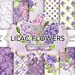 Watercolor LILAC FLOWER digital paper pack bow lavender | Etsy