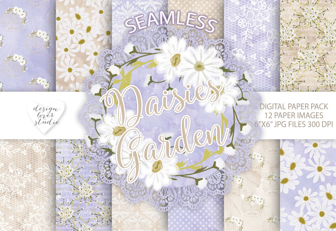 Watercolor Daisies Flowers Digital Paper Flower Background - Etsy