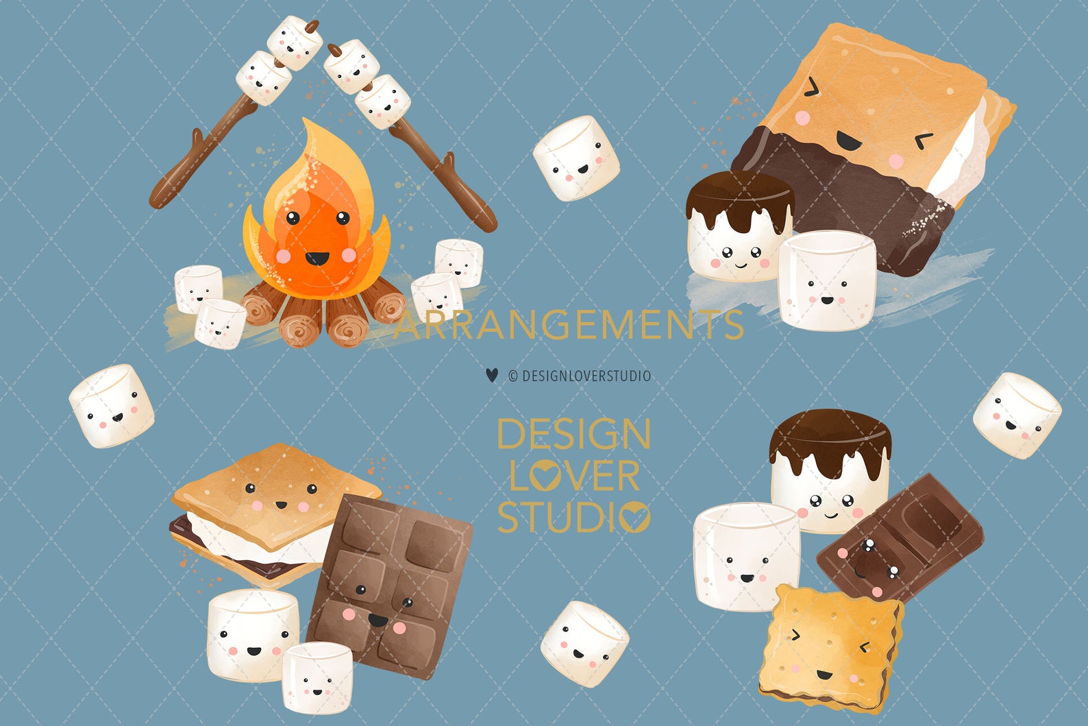Watercolor Smores Design, Smores Design, Smore's Clipart, Camping Food ...