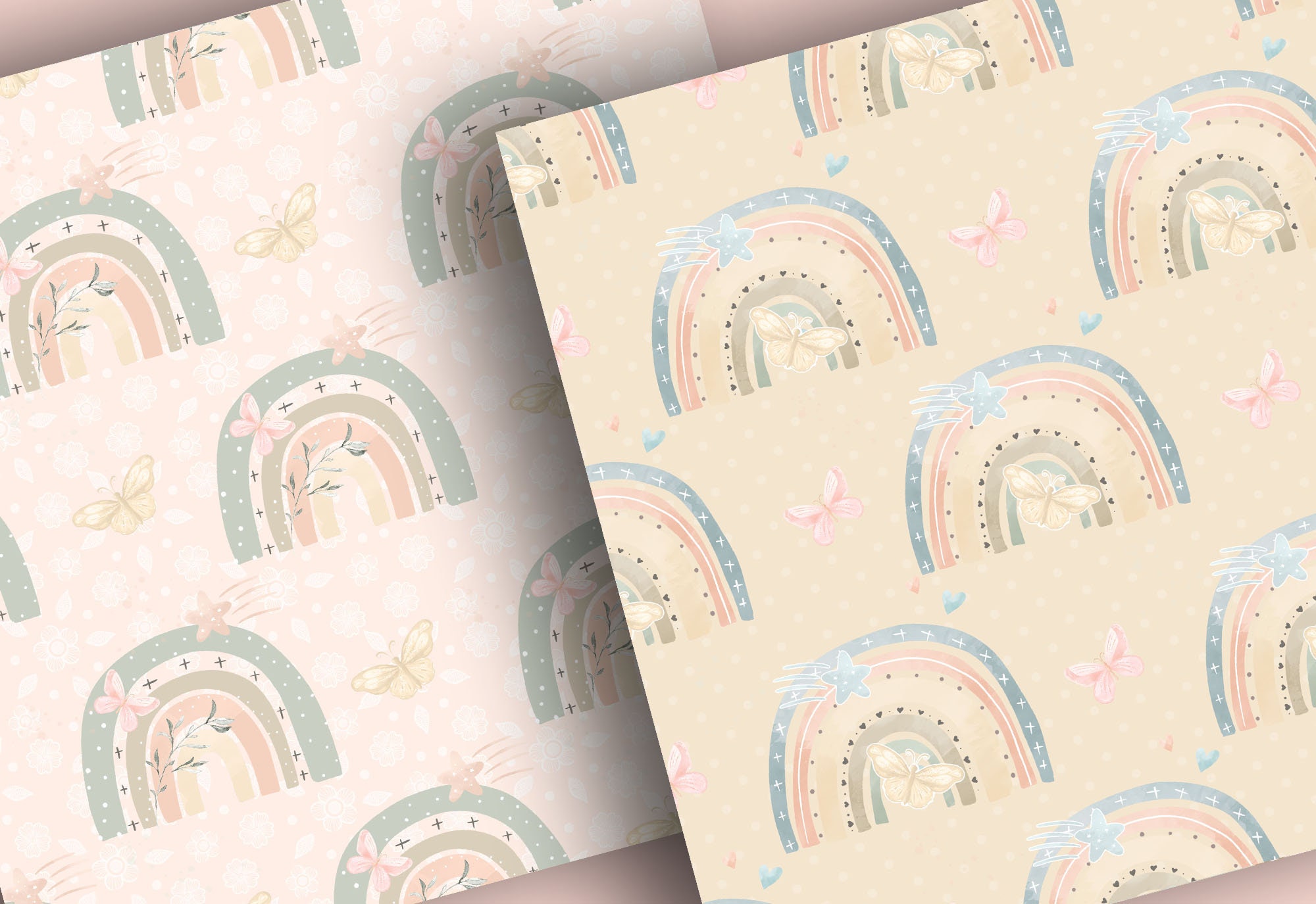 Nursery Rainbows Digital Paper Pack Baby Girl Nursery | Etsy
