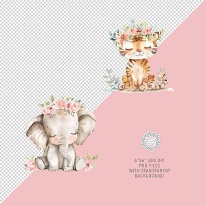 Pink Safari Animals, Watercolor Safari Nursery Clipart, Safari ...