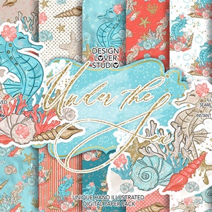 Under the Sea Digital Paper Seashells Pattern Sea - Etsy