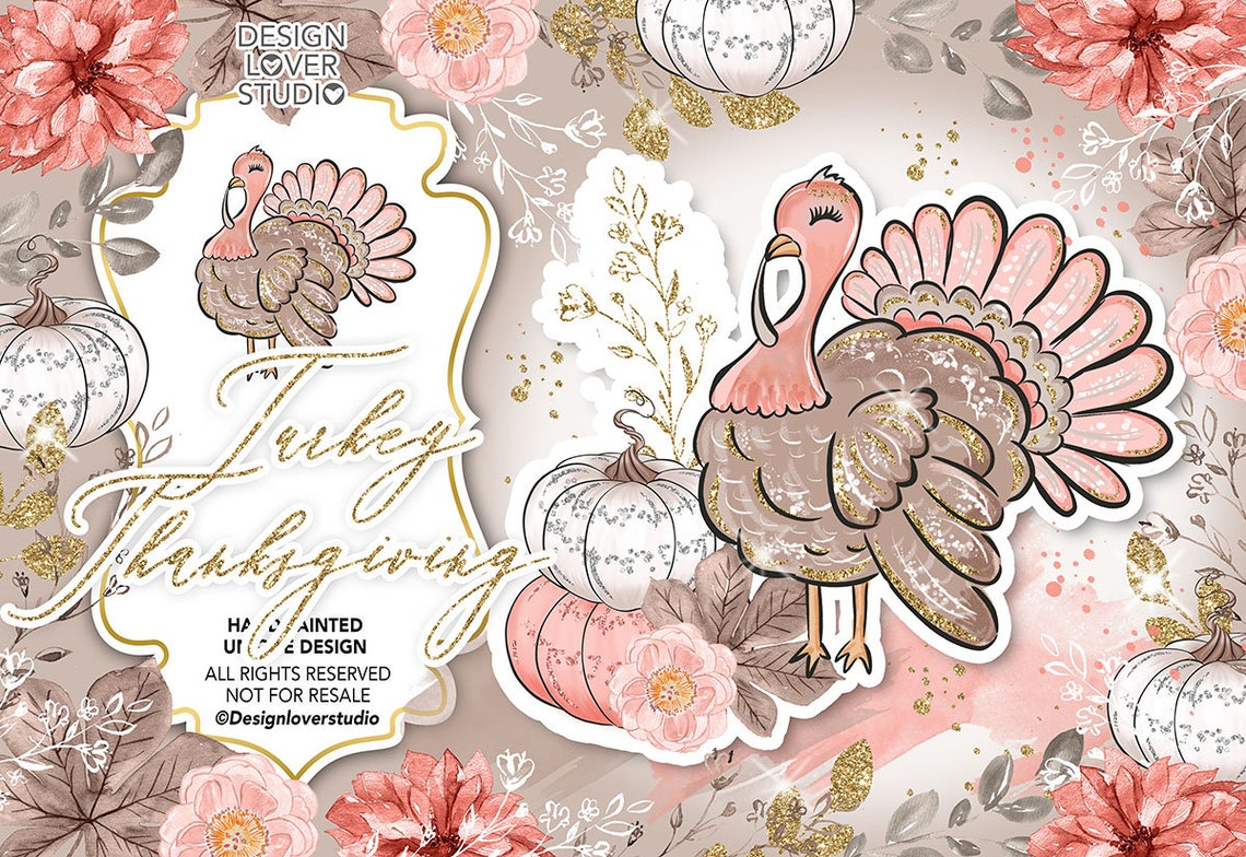 Turkey Thanksgiving Design Autumn Leaves Fall Fall Clipart - Etsy