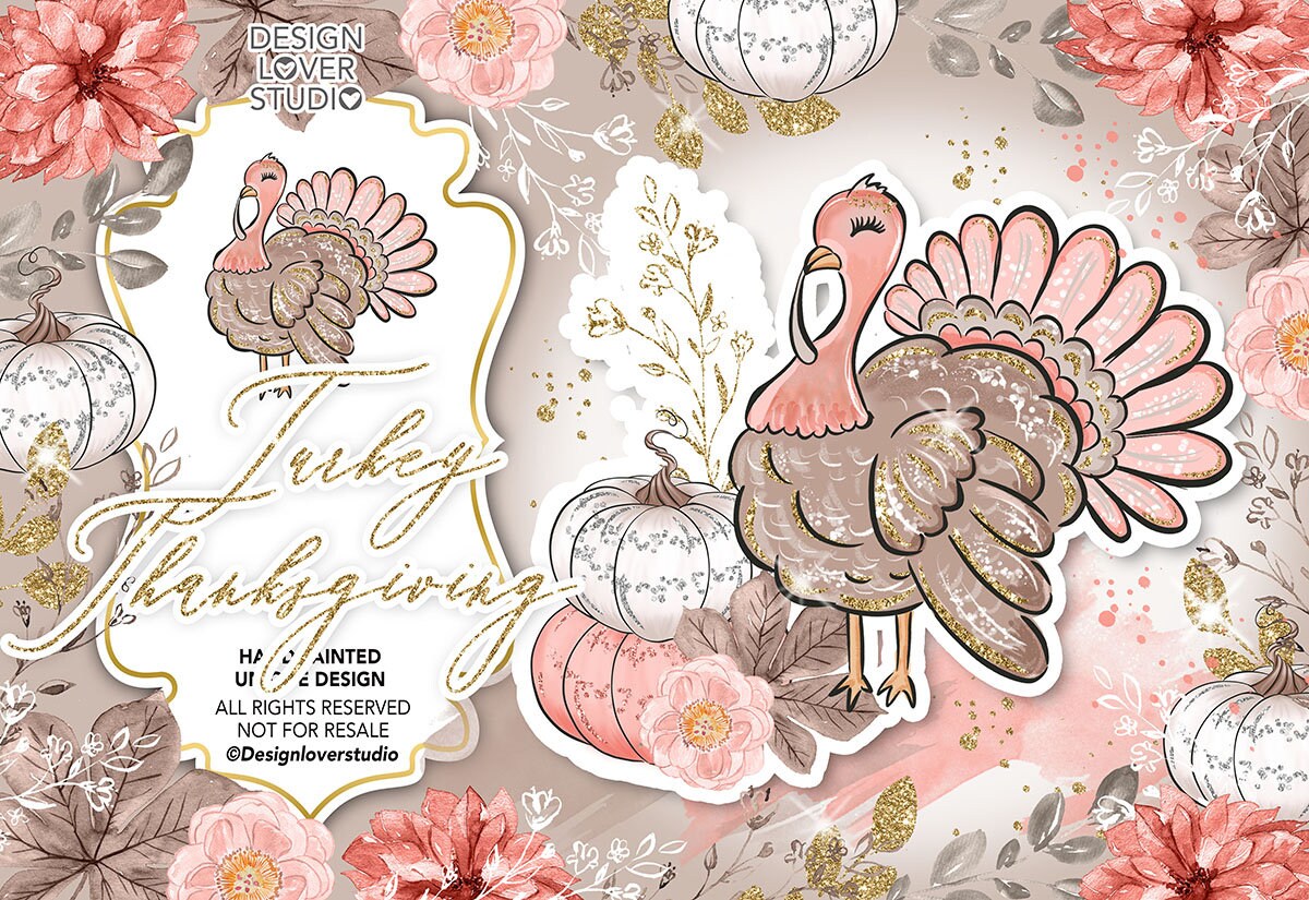Turkey Thanksgiving Design Autumn Leaves Fall Fall Clipart | Etsy