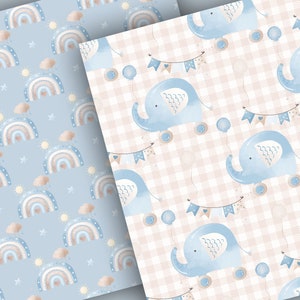 Nursery Baby Boy Rainbows Digital Paper Pack, Baby Boy Nursery, Rainbow ...