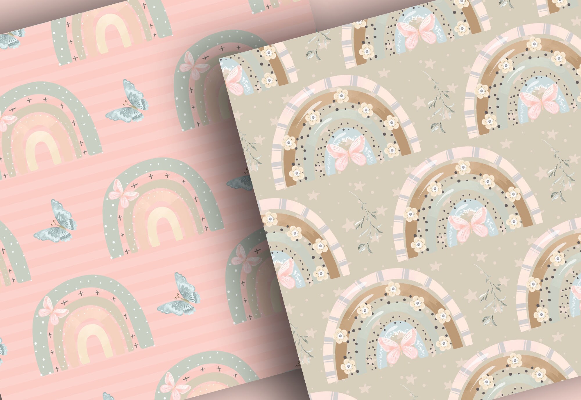 Nursery Rainbows Digital Paper Pack Baby Girl Nursery | Etsy