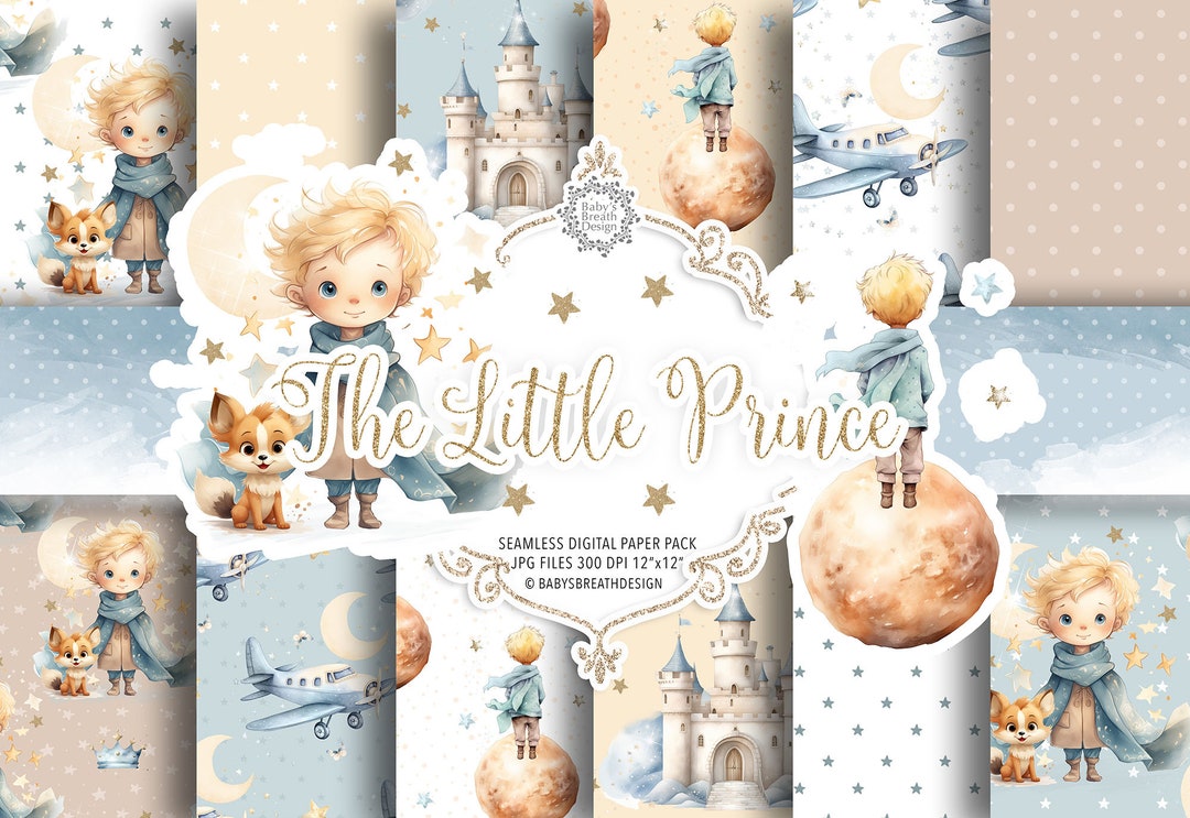 Watercolor Little Prince Digital Paper Pack, Little Pilot, Watercolor ...
