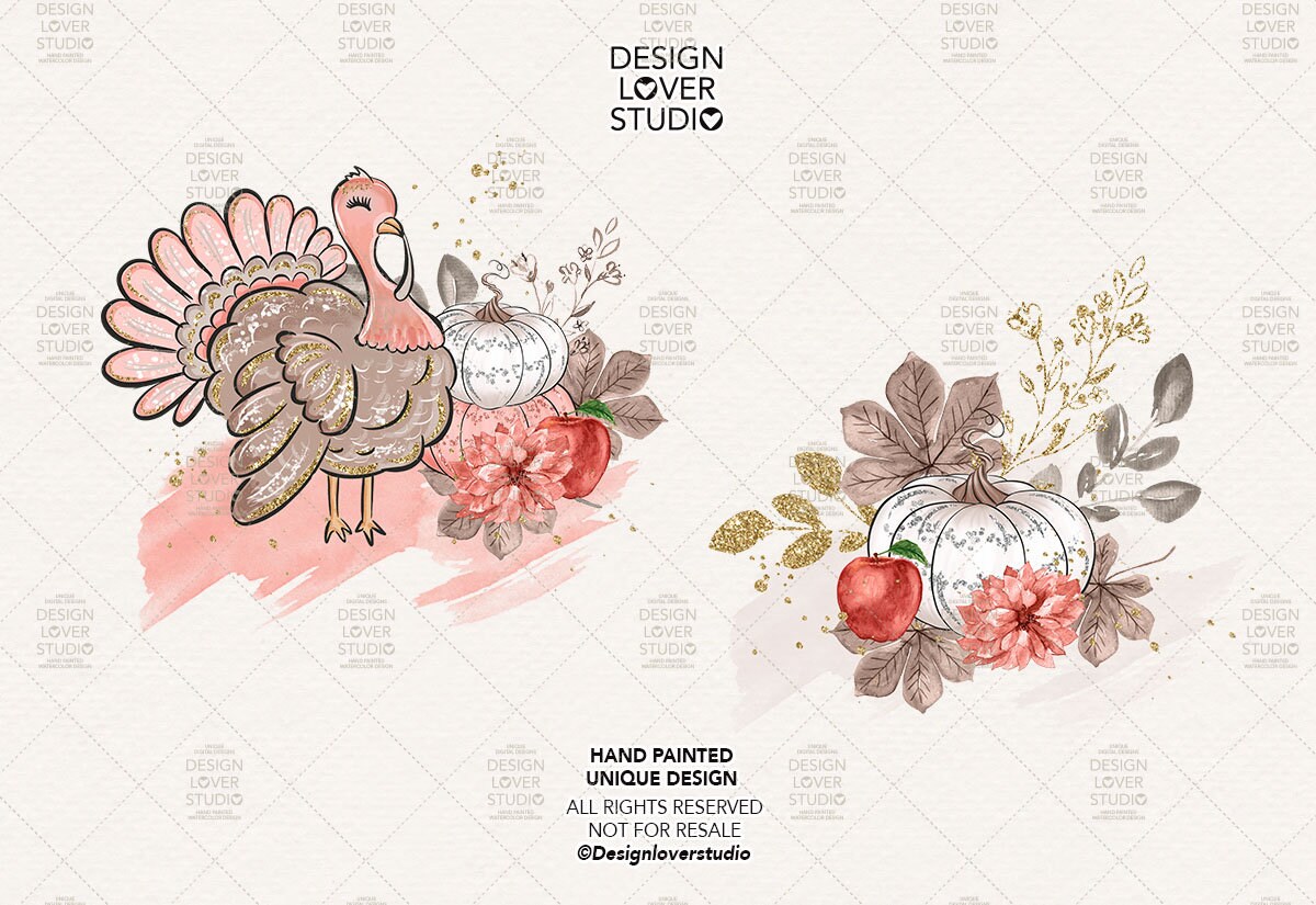 Turkey Thanksgiving Design Autumn Leaves Fall Fall Clipart | Etsy