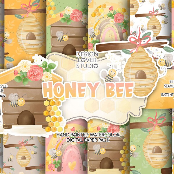 Bee Digital Paper - Etsy