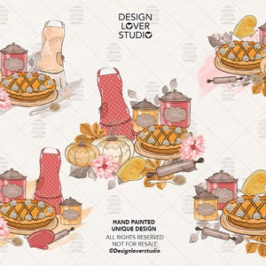 Pumpkin Pie Design Autumn Leaves Fall Fall Clipart - Etsy