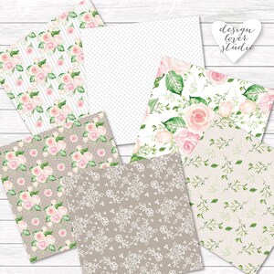 Watercolor Roses Flowers Digital Paper, Flower Background, Pink Floral ...