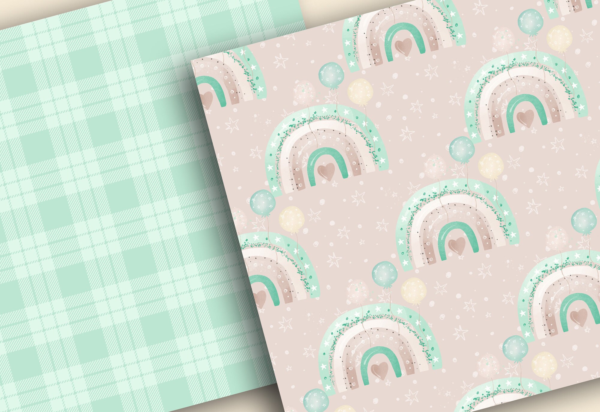 Nursery Baby Mint Rainbows Digital Paper Pack Baby Boy - Etsy