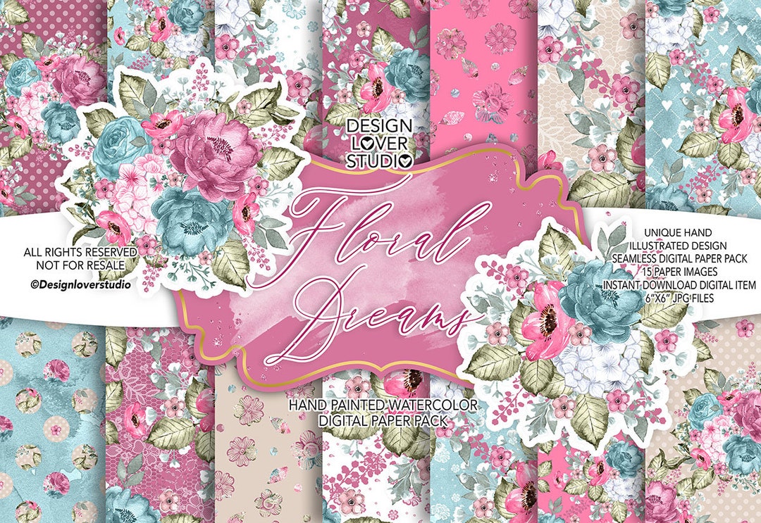 Watercolor Floral Dreams Digital Paper Pack, Summer, Autumn Watercolor ...