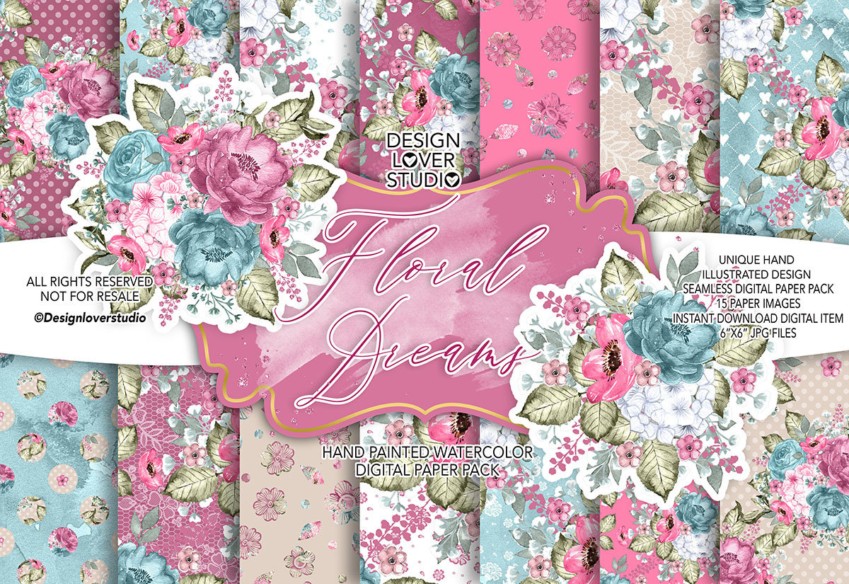 Watercolor Floral Dreams Digital Paper Pack Summer Autumn - Etsy