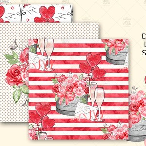 Be My Valentine Design Digital Paper, Romantic Watercolor Digital Paper ...