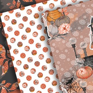 Halloween Girl Digital Paper Pack, Pumpkin, Halloween, Spider, Leaves ...