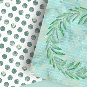 Watercolor EUCALYPTUS Digital Paper Pack, Leaves Digital Paper, Leaf ...