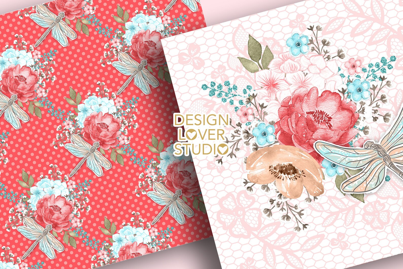 Sweet Dragonfly Digital Paper Pack Spring Watercolor Flower - Etsy