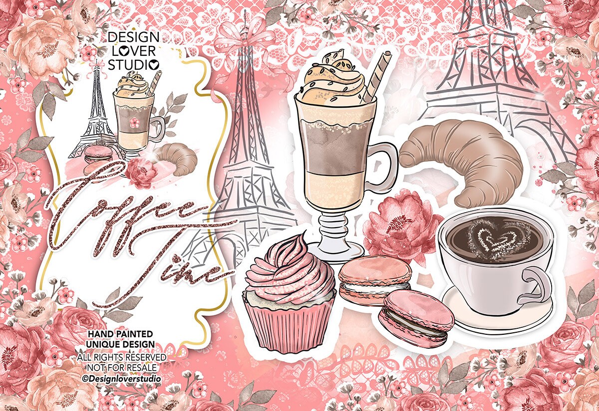 Coffee Time Design Spring Flower Blush Floral Clipart - Etsy