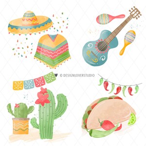 Watercolor Fiesta Clipart, Fiesta,mexican, Printable Digital Clipart ...