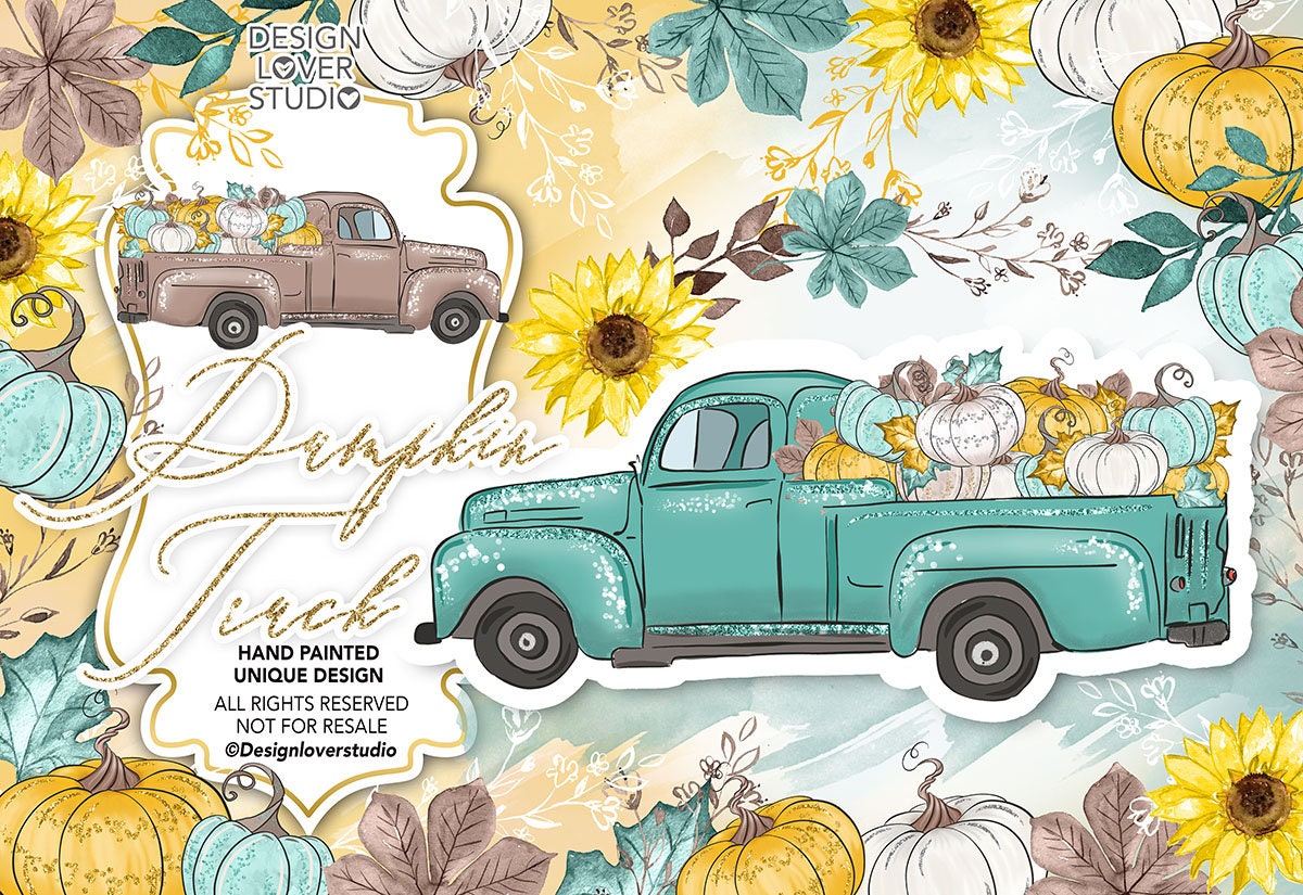 Pumpkin Truck Design Autumn Leaves Fall Fall Clipart - Etsy