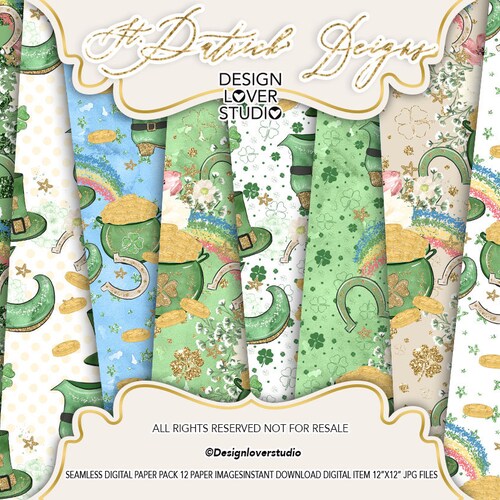 St-patrick's Digital Paper Pack Saint Patrick Scrapbook - Etsy