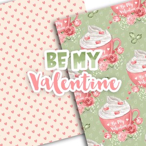 Be My Valentine Digital Paper Pack, Pattern, Romantic Watercolor ...
