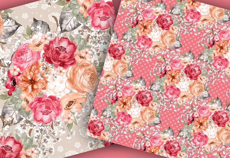 Watercolor Sunset Digital Paper Pack Summer Autumn - Etsy