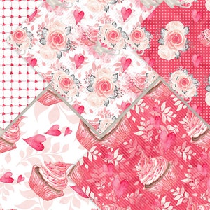 Watercolor Sweet Valentine Digital Paper Pack, Romantic, Hand Painted ...