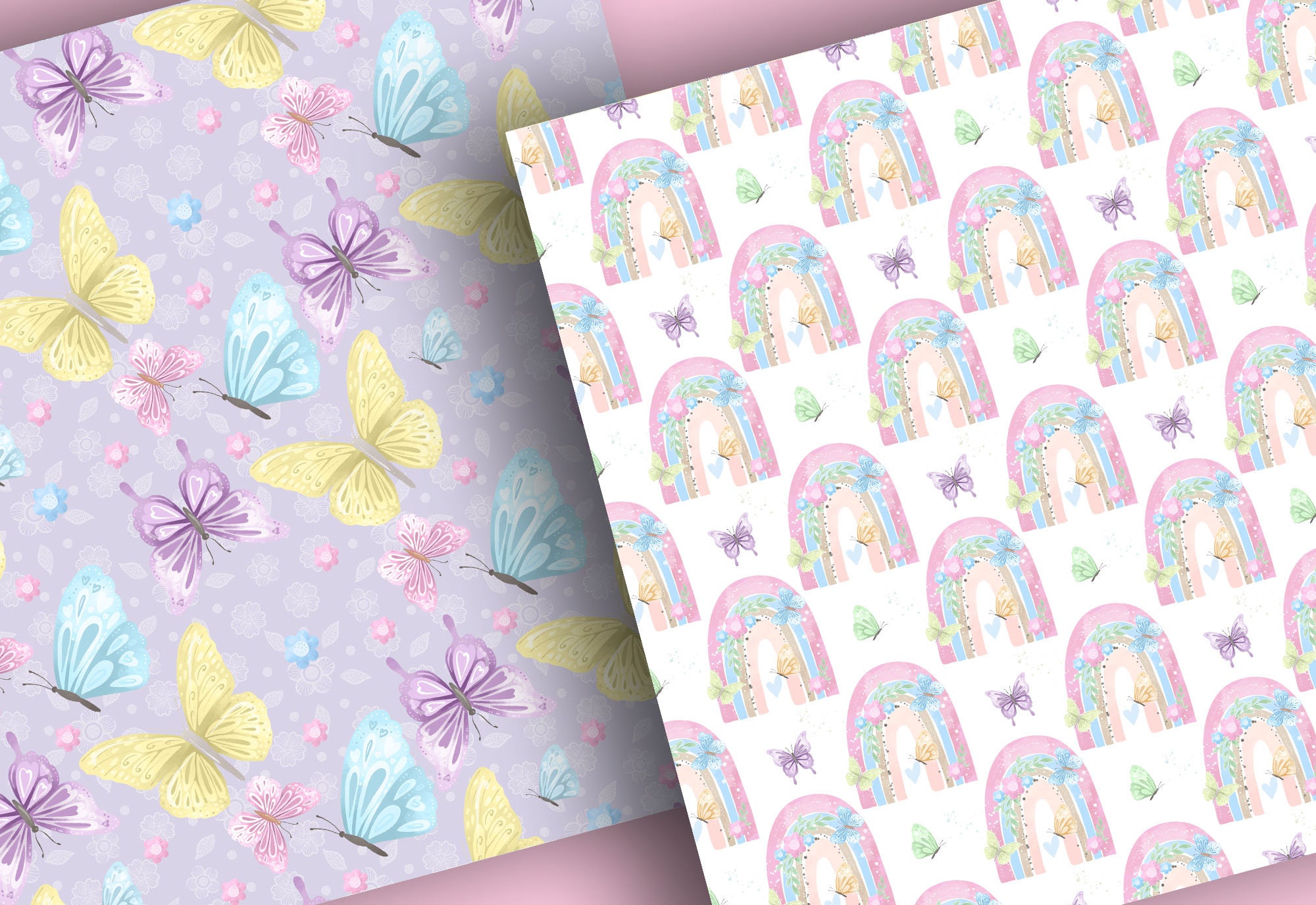 Butterflies Rainbows Digital Paper Pack Baby Girl Nursery - Etsy