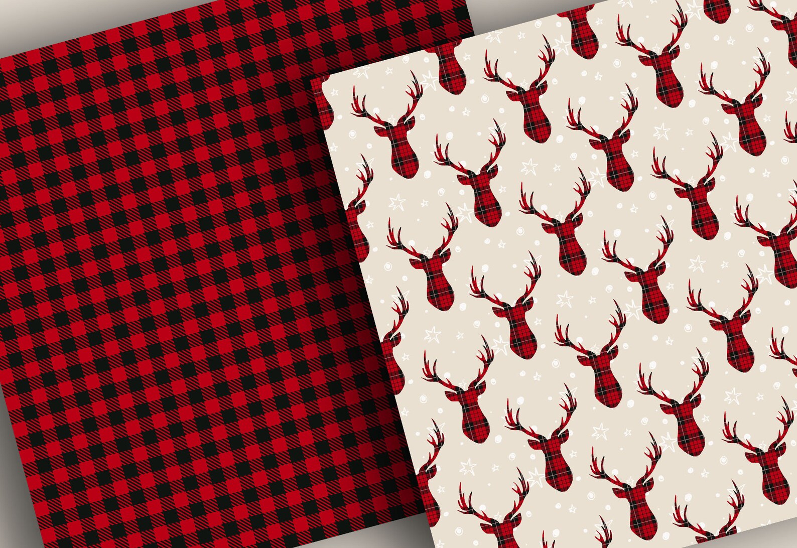 Checkered Christmas Digital Paper Pack Xmas Pattern Cute - Etsy