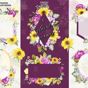 Watercolor SUMMER ROMANCE Design, Spring Watercolor Flower, Sunflower ...