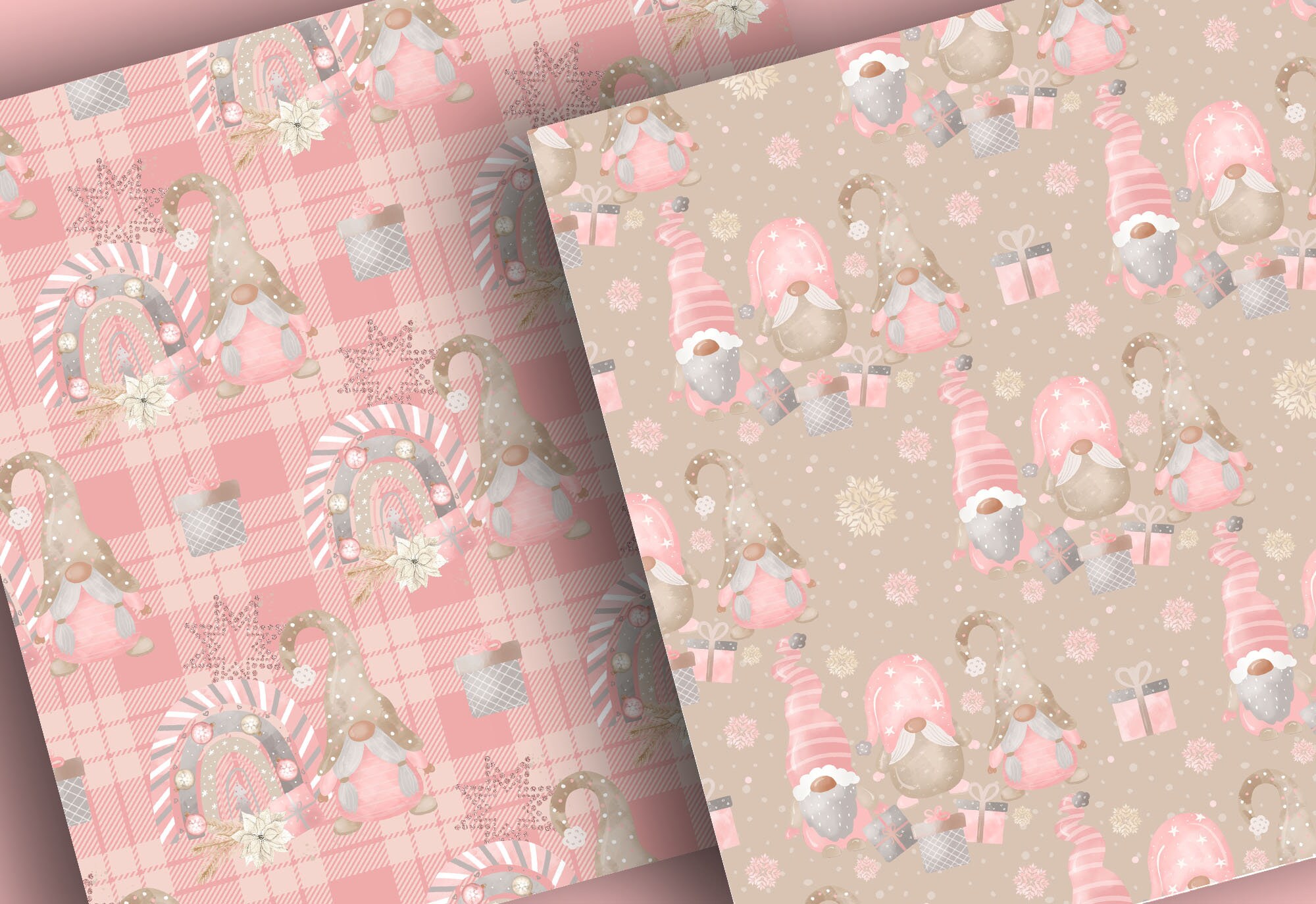 Gnomes Christmas Digital Paper Pack Xmas Pattern Cute - Etsy