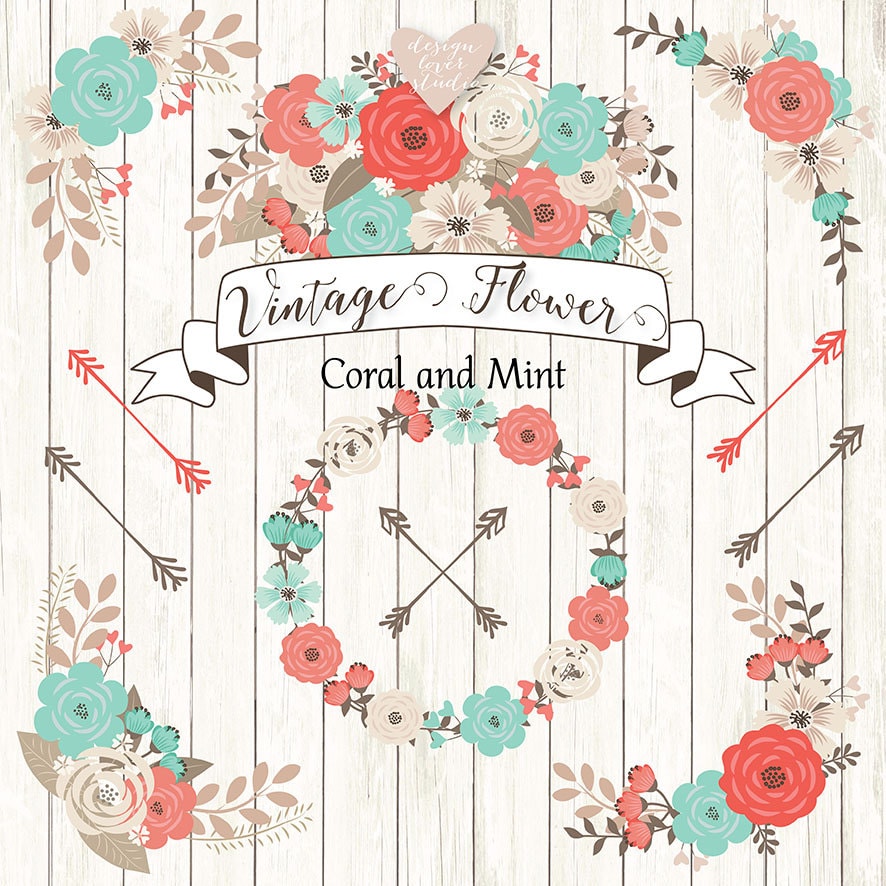 Premium Floral Clipart Spring Flower Clipart Pink Floral - Etsy