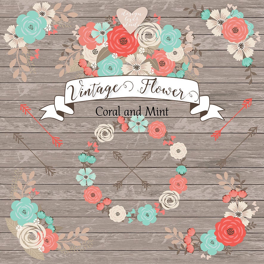 Premium Floral Clipart Spring Flower Clipart Pink Floral - Etsy