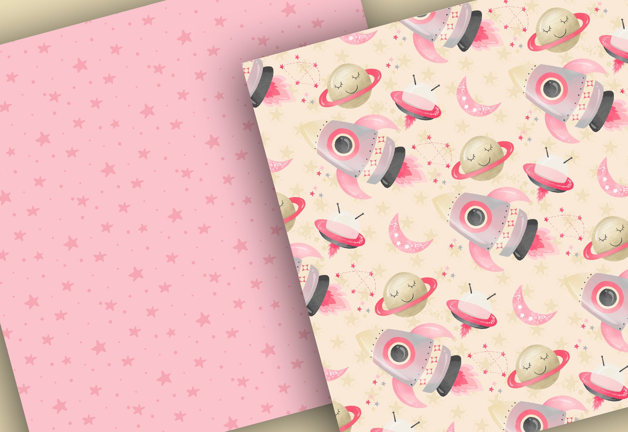 Watercolor Astronaut Space Digital Paper Pack Girl Pattern - Etsy