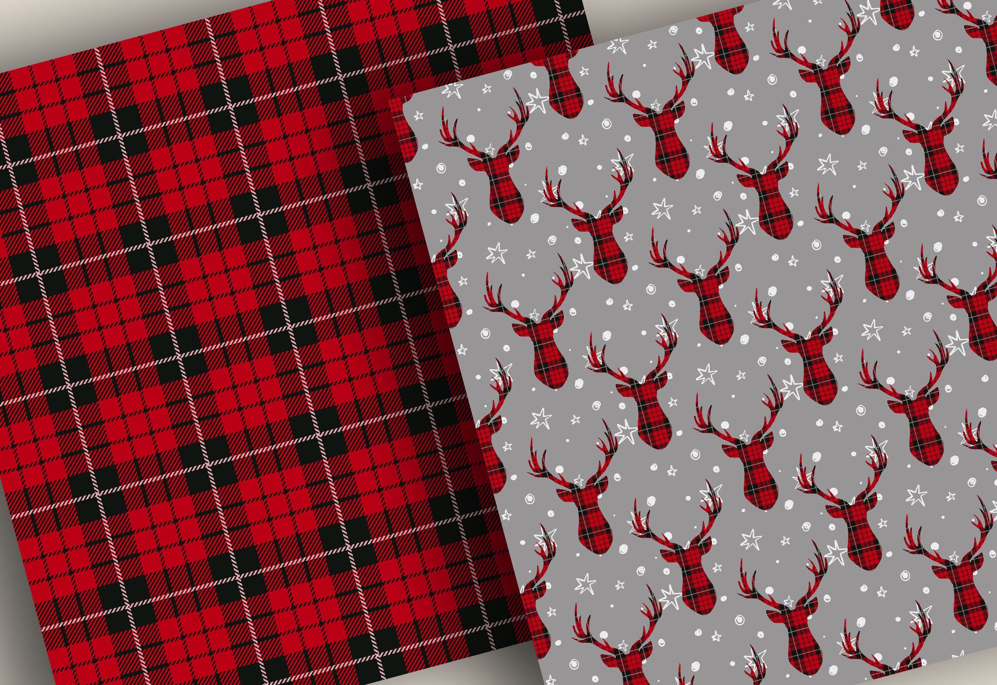 Checkered Christmas Digital Paper Pack Xmas Pattern Cute - Etsy
