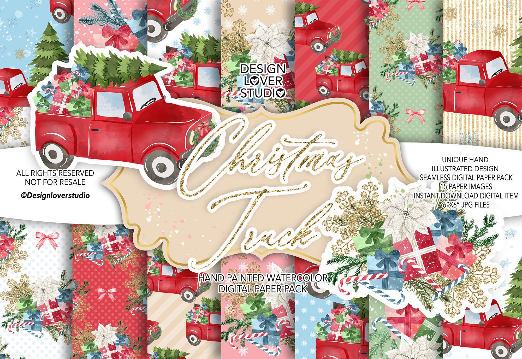 Santa Claus Car Design Digital Paper Pack Christmas Flower - Etsy