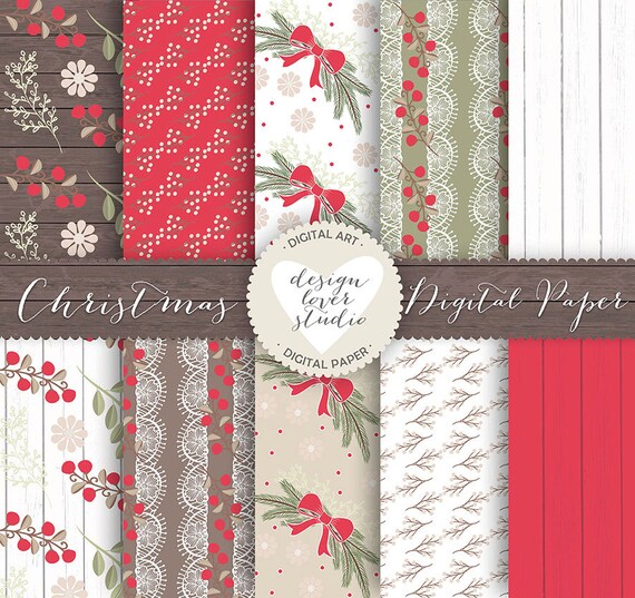Premium Rustic Christmas Digital Paper Xmas Clipart Pine - Etsy