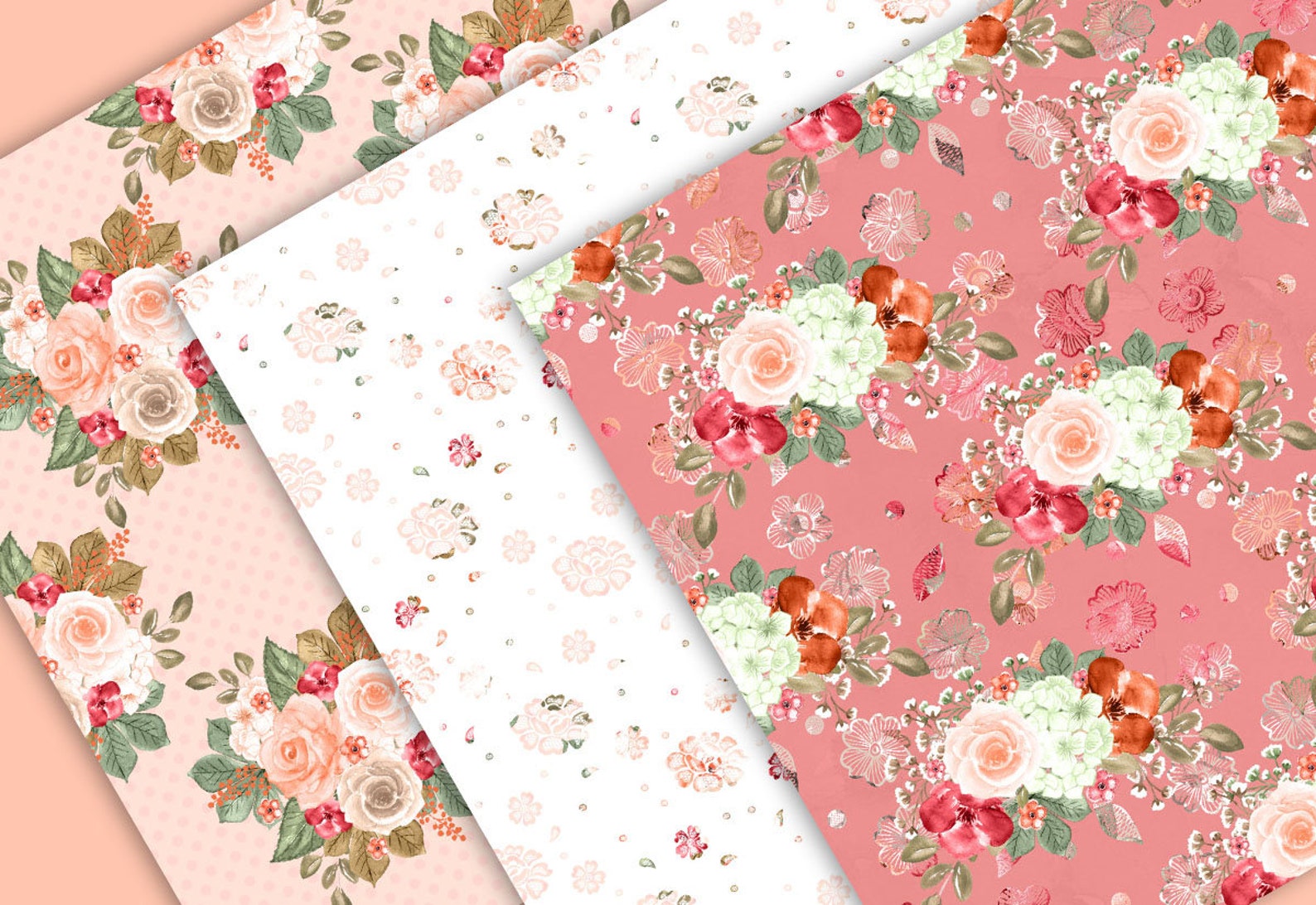 Autumn Bouquet Digital Paper Pack Autumn Leaves Fall Fall - Etsy