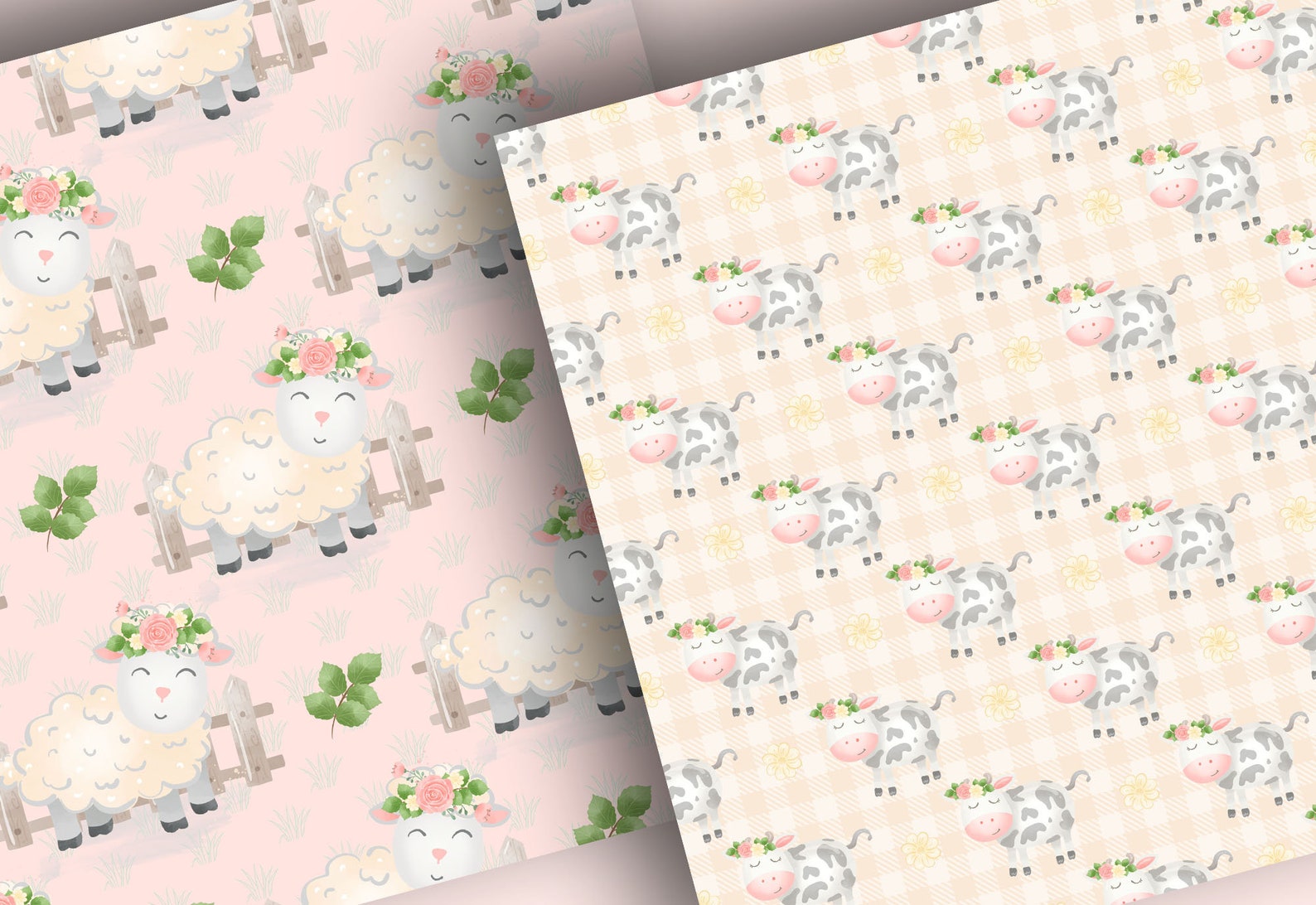 Watercolor Cute Farm Digital Paper Pack Barn Pattern Animal - Etsy