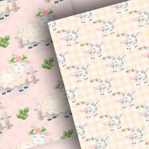 Watercolor Cute Farm Digital Paper Pack, Barn Pattern, Animal Paper ...