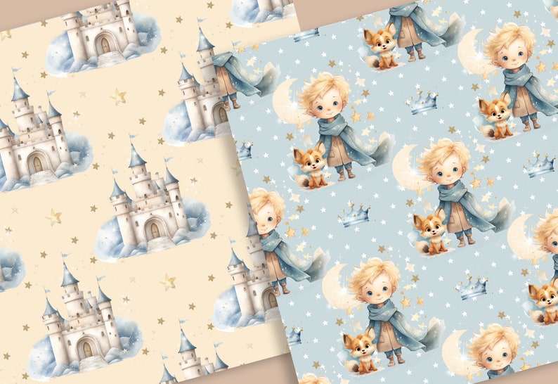 Watercolor Little Prince Digital Paper Pack, Little Pilot, Watercolor ...